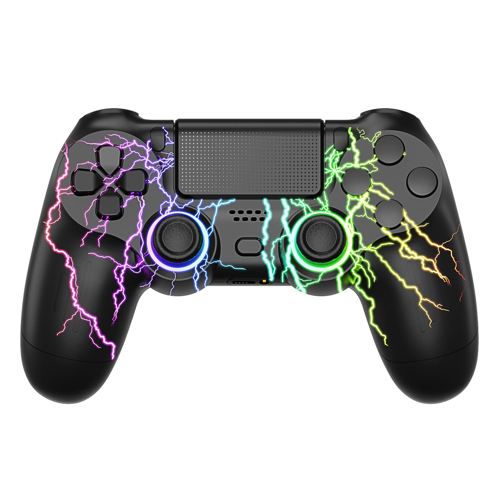 Беспроводной Bluetooth-контроллер для PS4 с RGB-вibration, черная молния, в коробке