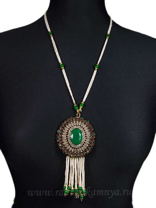 Колье, хризопраз