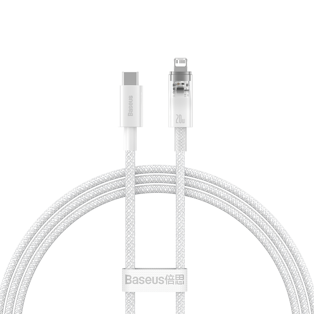 Кабель Baseus Explorer Series Fast Charging Cable with Smart Temperature Control Type-C to iP 20W 1m White (CATS010202)