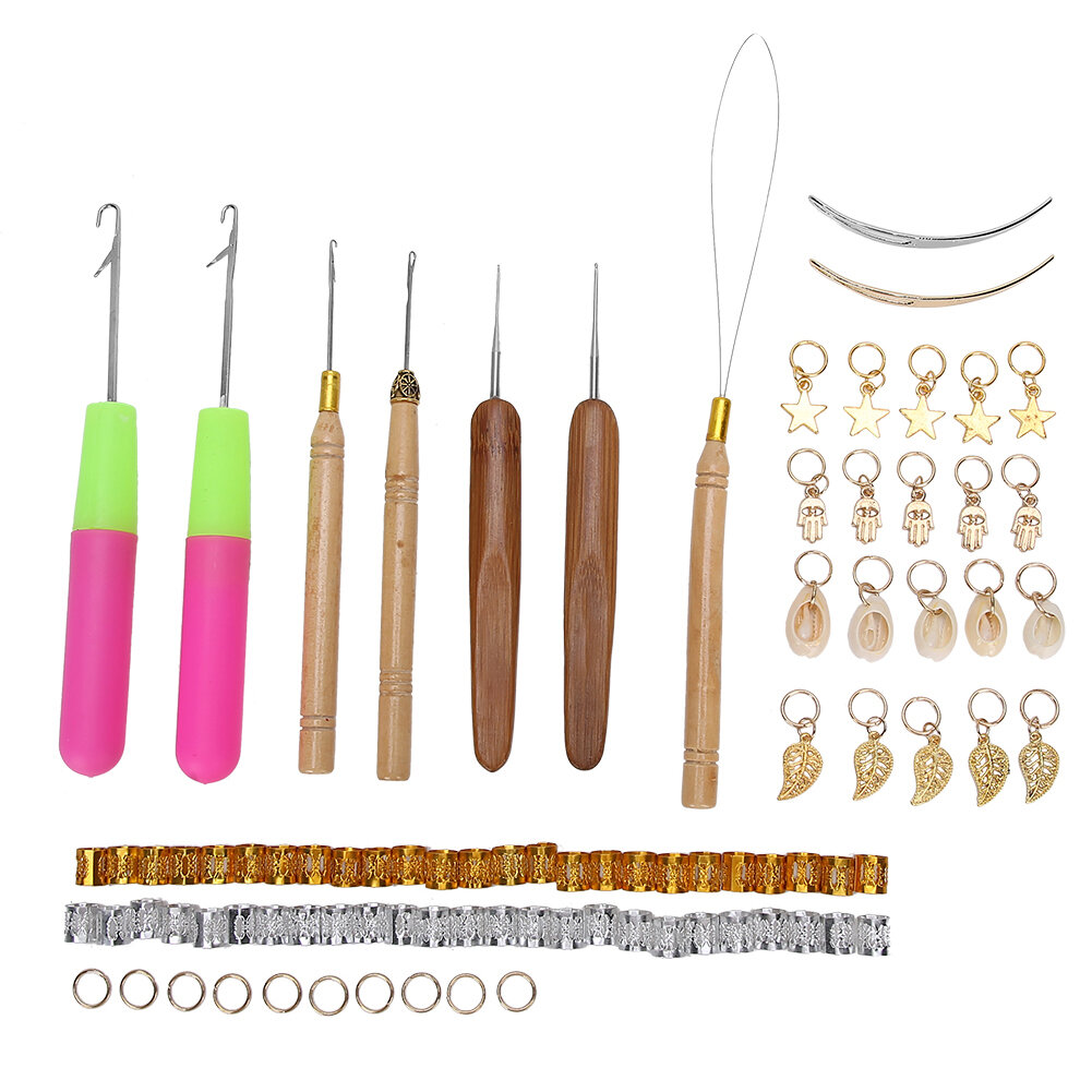 89 шт. металлических колец для волос, колец для косичек, игл для дредов, крючков для вязания, инструментов для волос