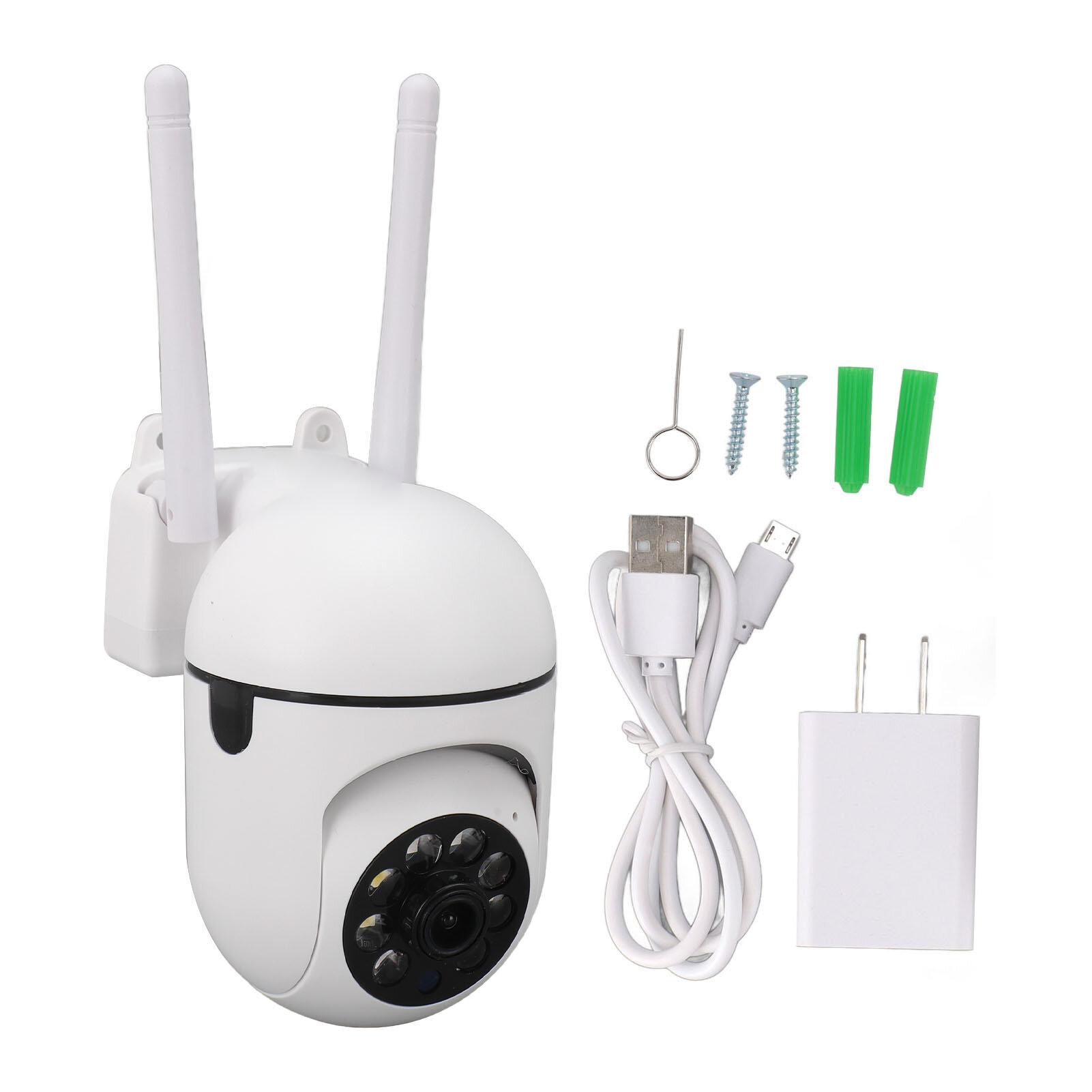 Уличная камера видеонаблюдения 2K с 360-градусным обнаружением движения, интеллектуальной сигнализацией и Wi-Fi для дома, гаража и двора, вилка 100-240 В (США).