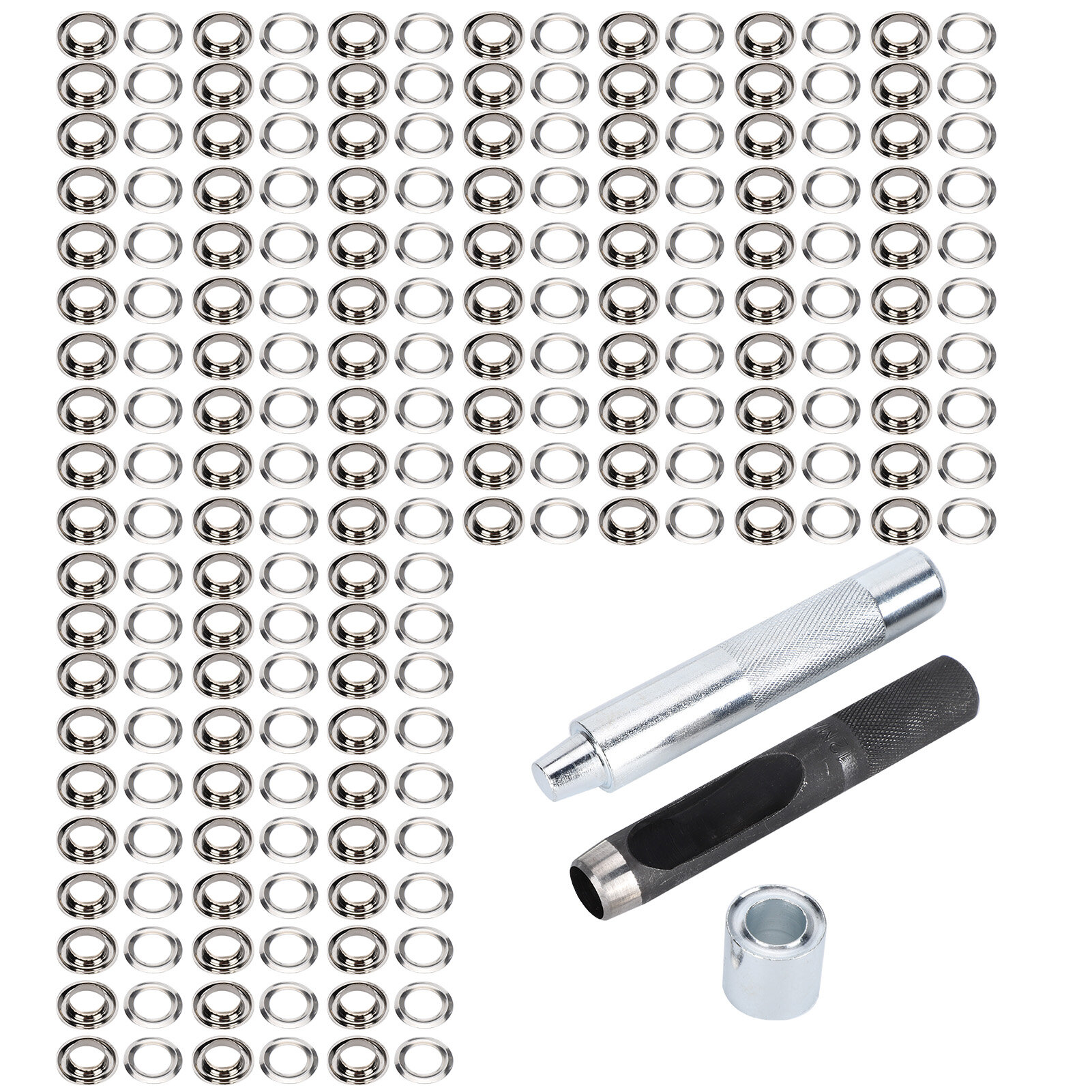 100 наборов инструментов для установки люверсов, латунные полые люверсы для творчества и аксессуаров одежды с коробкой для хранения