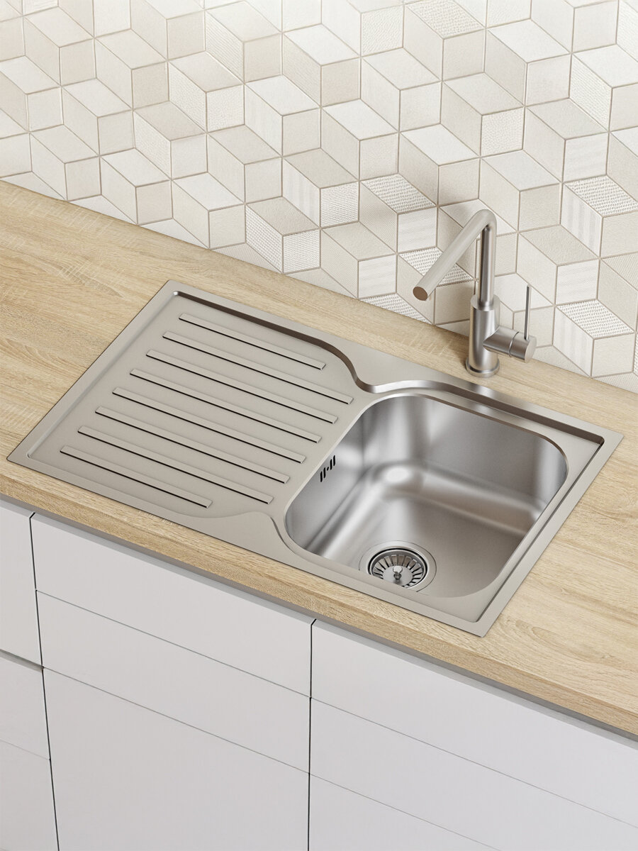 Мойка нерж. сталь шелк 780*480 Strit S IDDIS STR78SDi77, нержавеющая сталь, сатин