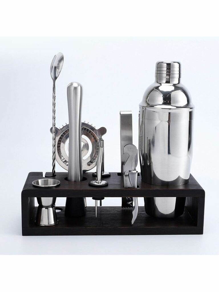 Набор шейкеров для коктейлей бармена, набор барных инструментов из нержавеющей стали с кронштейном