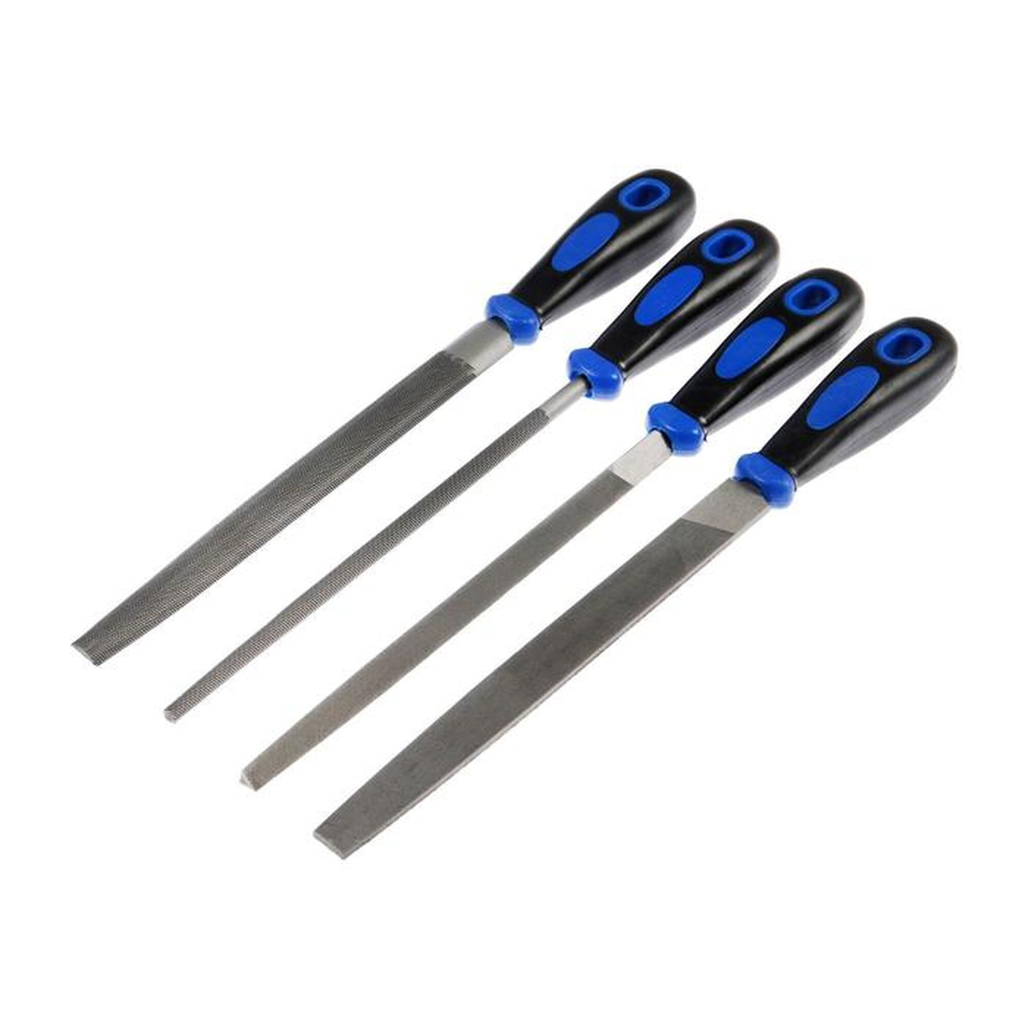 Набор напильников тундра, сталь У10, насечка №2, пластиковые рукоятки, 200 мм, 4 шт.