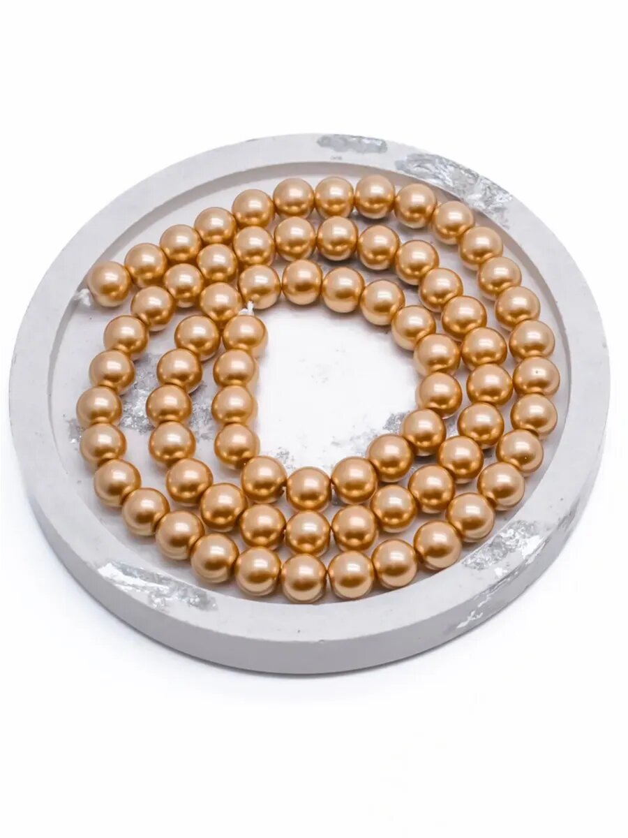 1397 Золотистые бусины майорки хит для чокеров 6 мм 1 нить