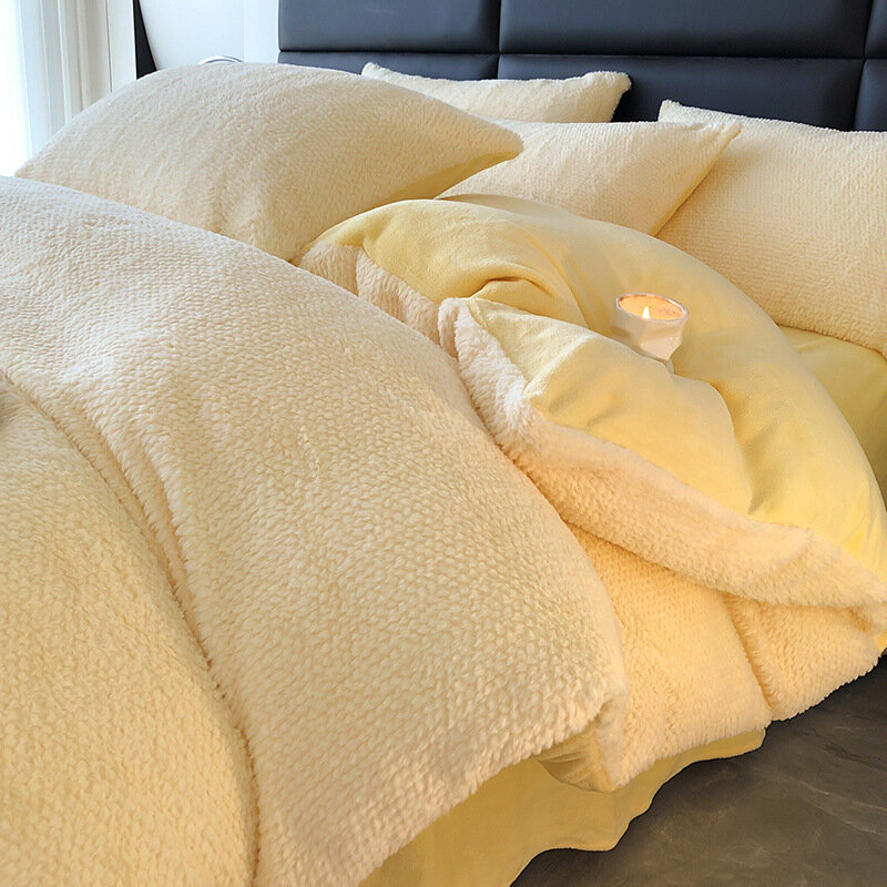 Комплект постельного белья Lee Childe "Корейский стиль", молочный бархат, стеганое одеяло, 4 шт