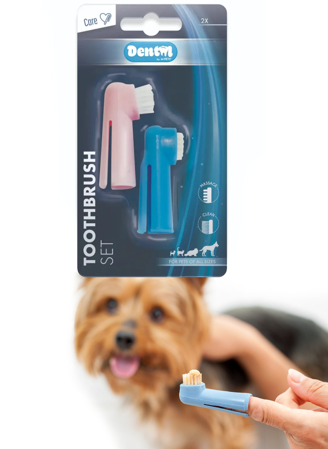 M-PETS Зубная щетка-напальчник, 2 штуки в упаковке