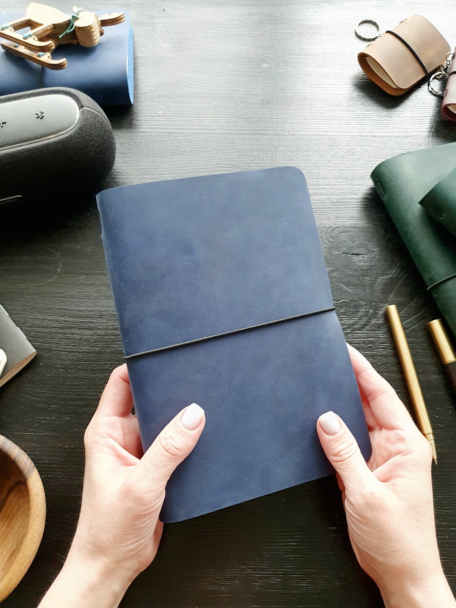 Винтажный блокнот А5 15*21см в стиле Мидори (Midori) со сменными тетрадями на резинке, натуральная кожа, 90 листов