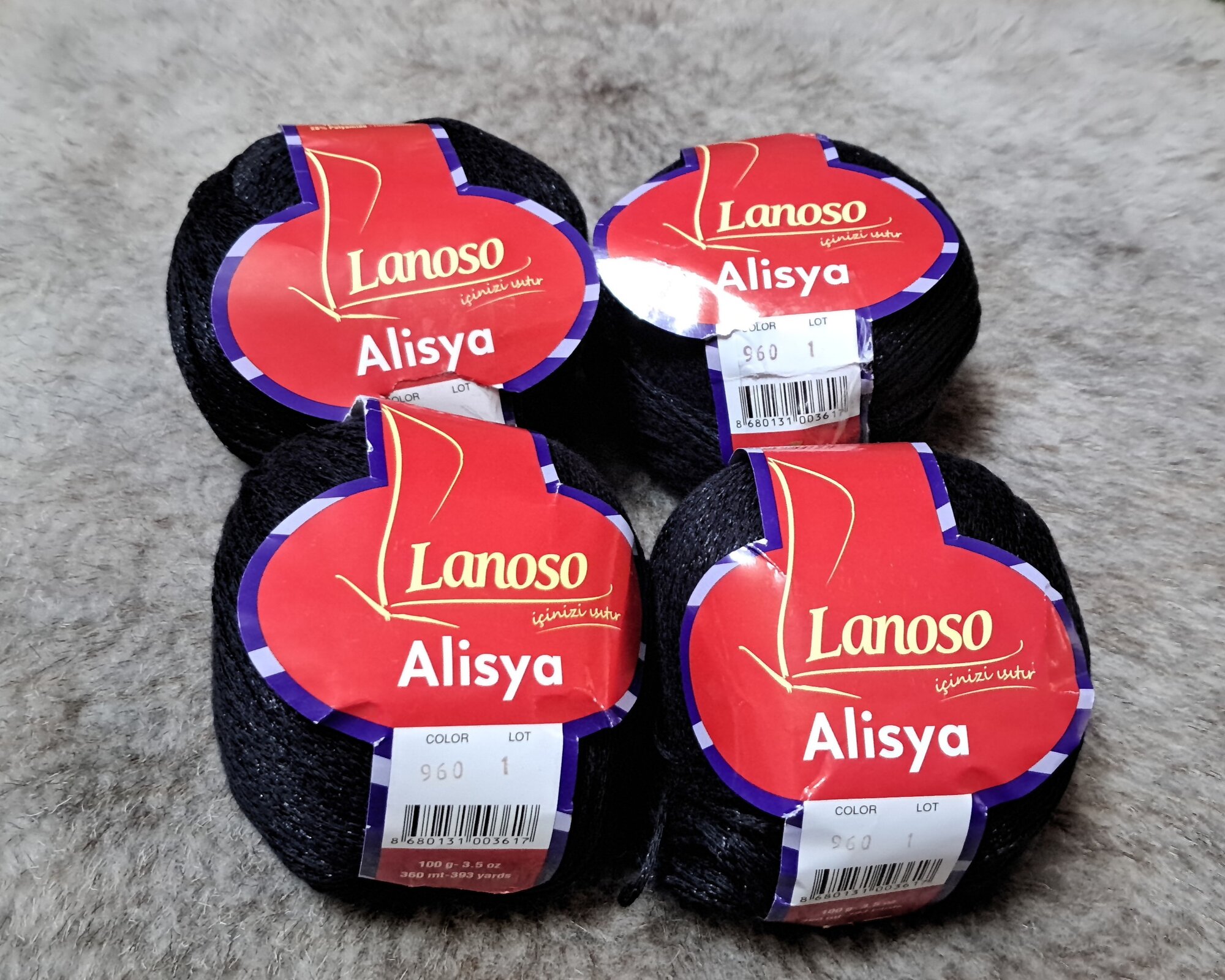 Редкая импортная летняя пряжа "Алисия"; цвет чёрный