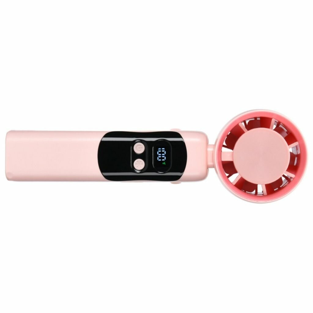 Ручной маленький вентилятор со льдом, 100-ступенчатая бесступенчатая регулировка скорости вращения, цифровой дисплей, обычная модель-розовый