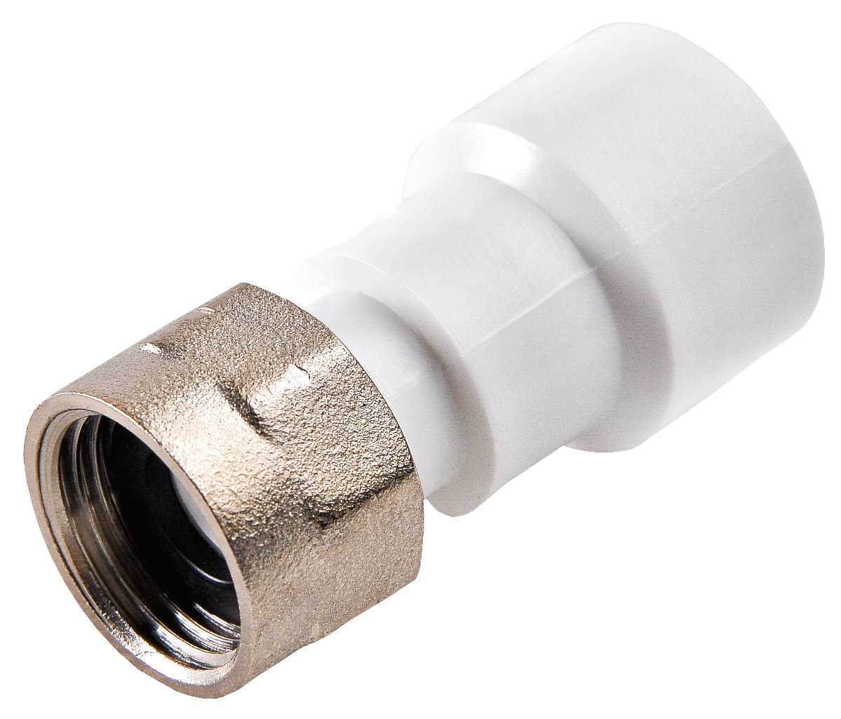 Муфта комбинированная РВК разъемная с накидной гайкой, полипропиленовая, белая, диаметр подключения 20мм, резьба 3/4дюйма / фитинги