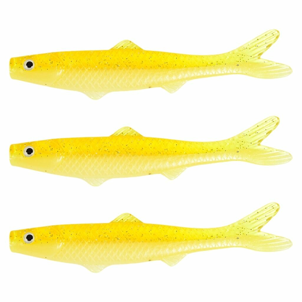 1 комплект из 3 штук, приманка Luya soft harpoon tail с мягким червячным хвостом Luya-желтый