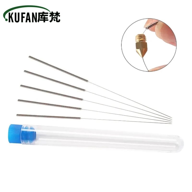 5 шт, игла для чистки сопла, специальный очиститель для дрели, нержавеющая сталь для сопла MK8 V6, сквозные отверстия, детали 3D-принтера 0,2-1,0 мм
