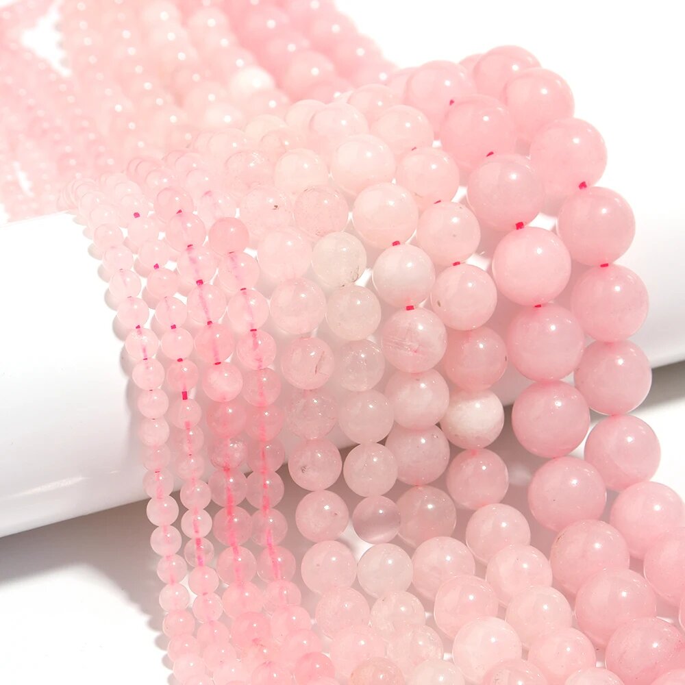 Бусины из камня 4-12 мм тигровый глаз, аметист, агат, нефрит Розовый, 4mm about95pcs, Rose quartz