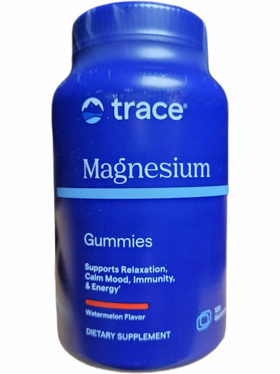 TRACE Minerals MAGNESIUM Gummies трейс Минералс , 120 жевательных таблеток со вкусом арбуза