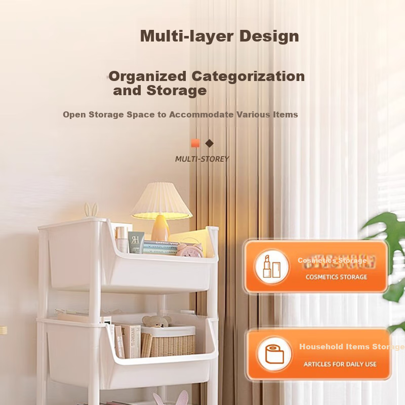 Jiashigao Mobile Storage Rack with Wheels Multi-layer Simple Shelf for Kitchen Bedroom Storage Snack Rack