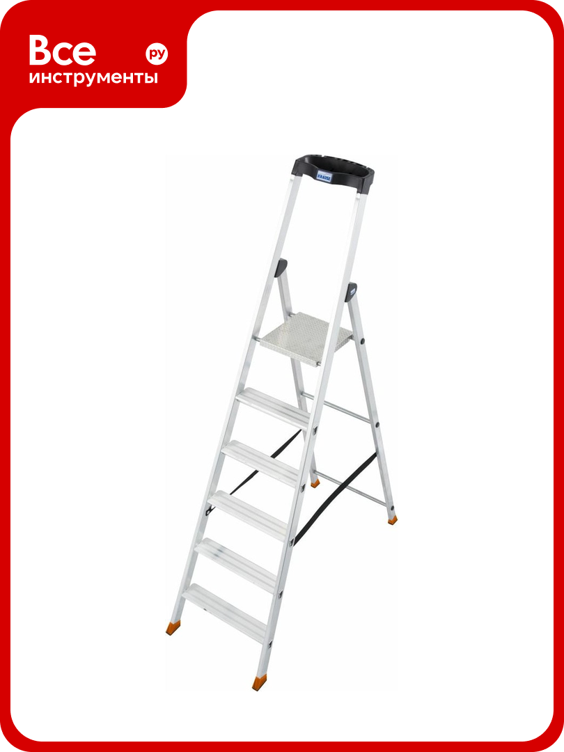 Стремянка Krause MONTO SOLIDO 126658 алюминиевая с усиленной конструкцией, широкими ступенями и лотком