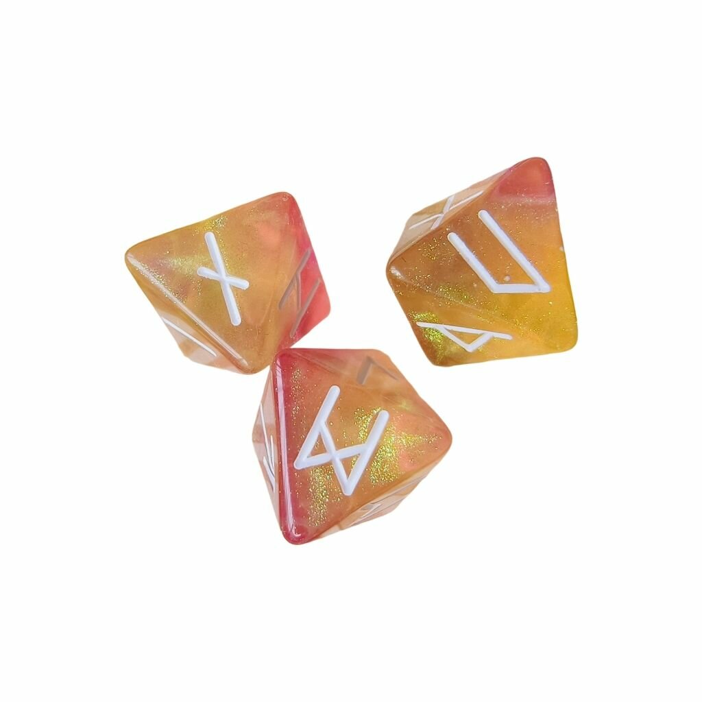 3 шт. Фэнтезийные 8-гранные кубики из прочного акрила для гадания, Пурпурный и золотой