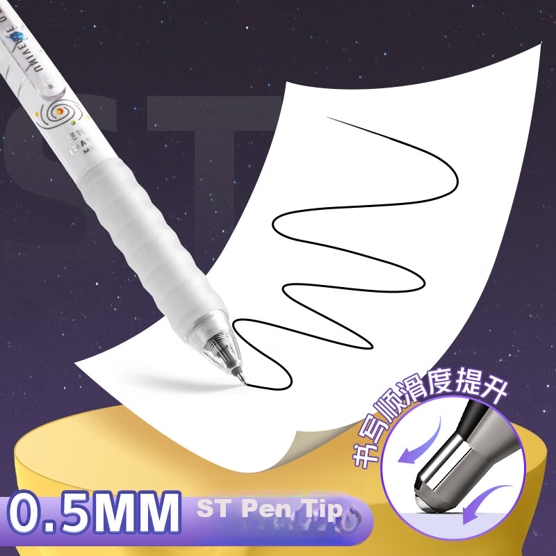 AIHAO Universe All Things Click Erasable Pen ST Tip 0.5mm for Third Grade Students Black 5 Pack GP2715