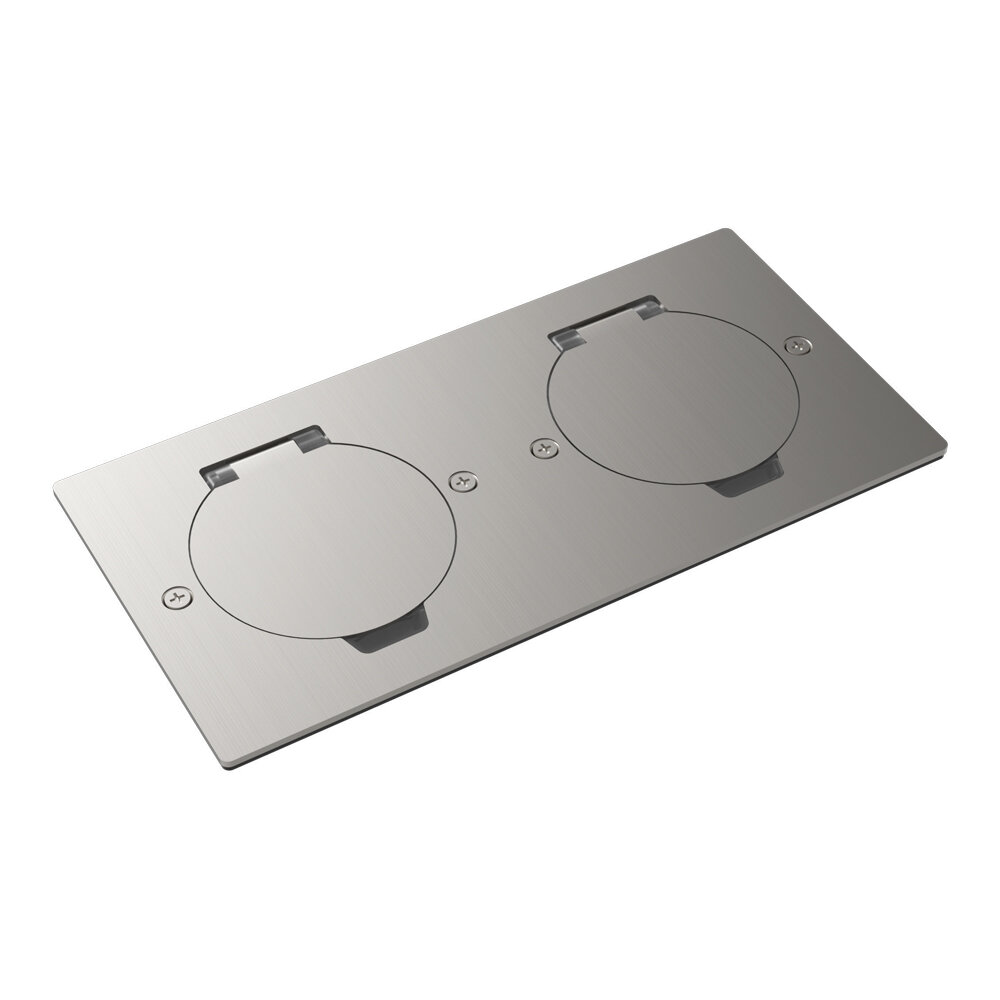 Лючок для установки 2 модулей 45х45мм, IP44, с круглой крышкой, без установочного набора, цвет никель, Donel