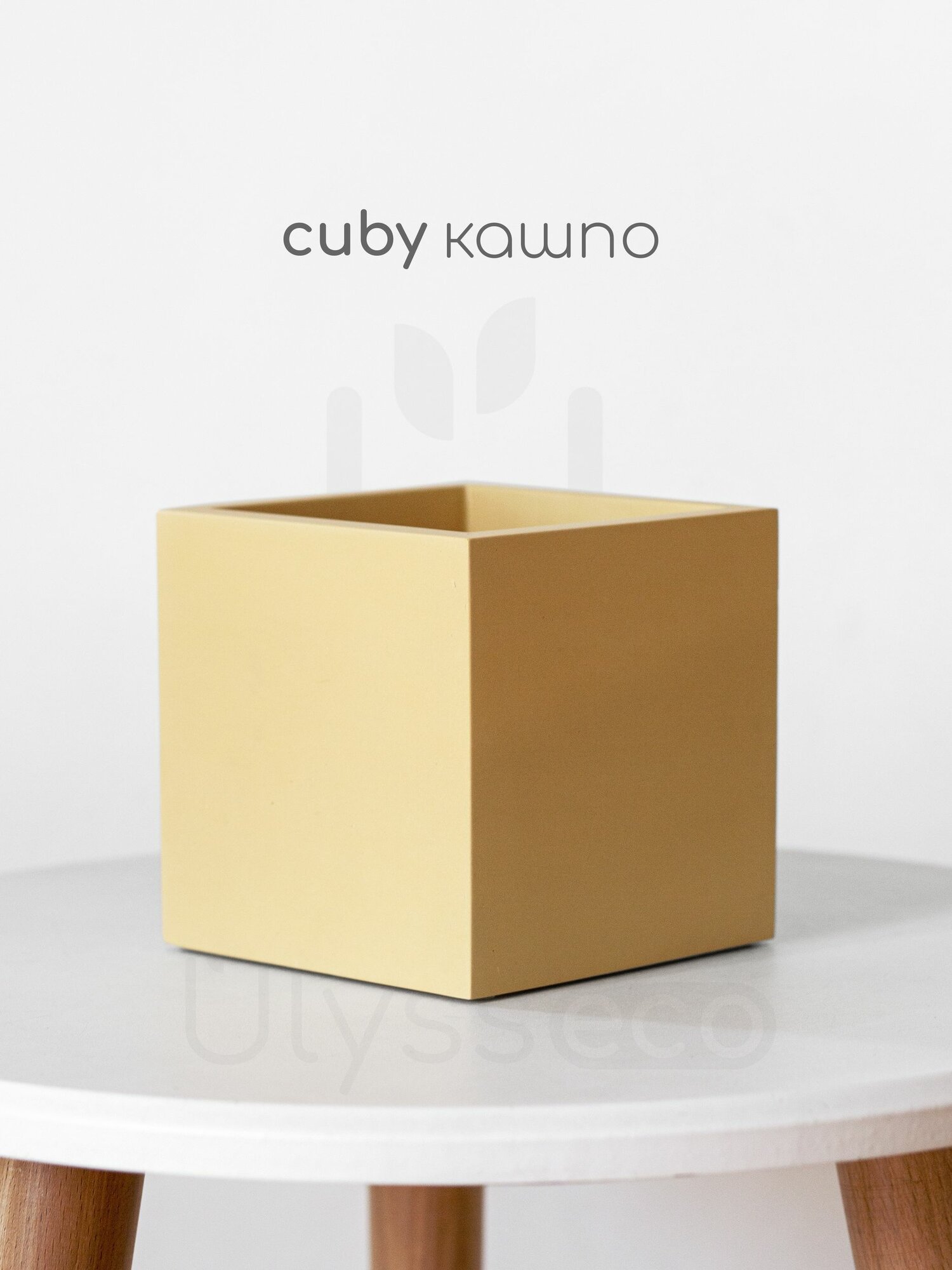 Кашпо квадратное Cuby, искусственный камень, жёлтое, лак, 1 литр, 11.5x11.5 см