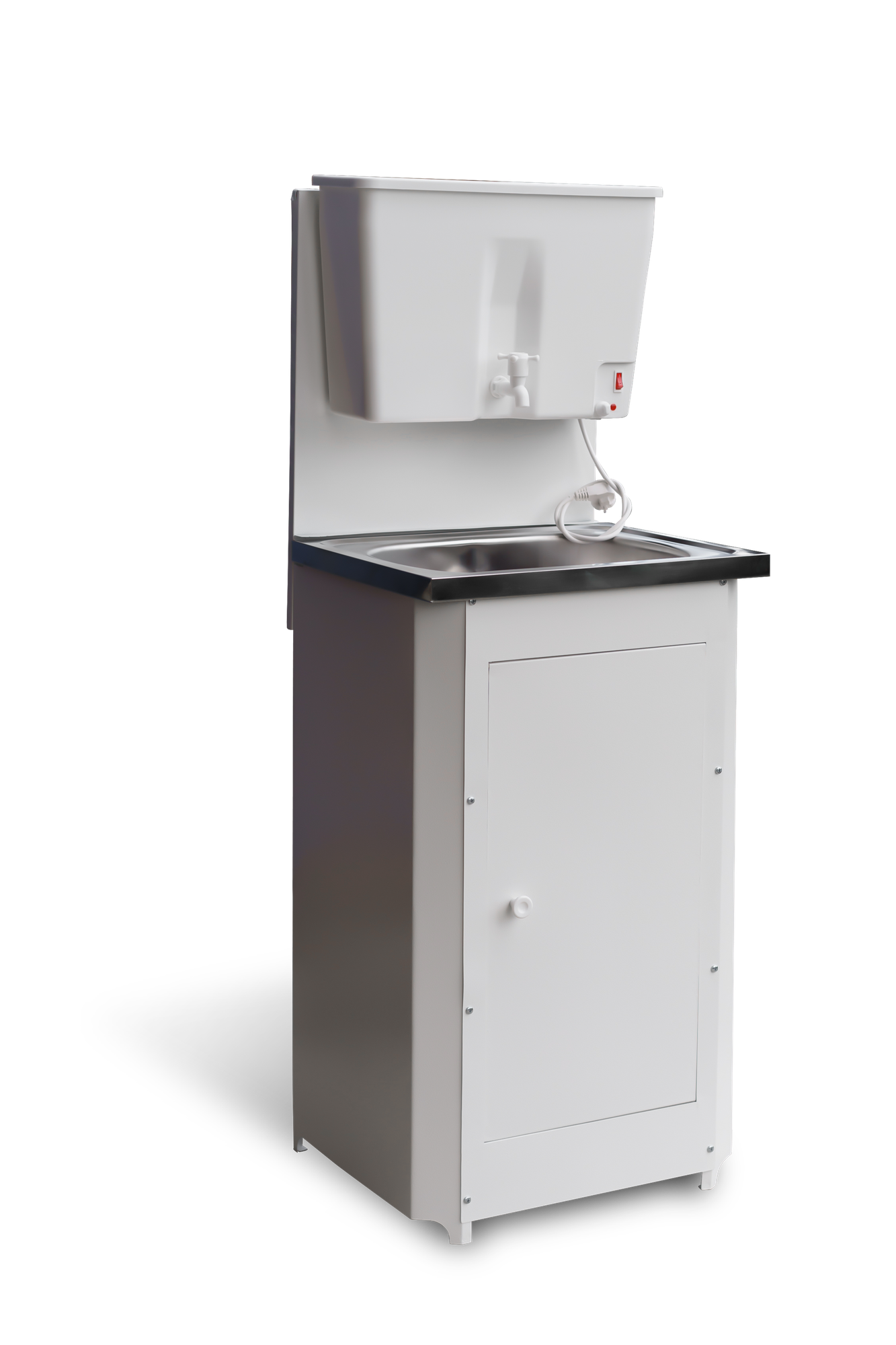 Умывальник фермер 20 л, ЭВН, мойка нерж, тумба металл, бак пластик, белый