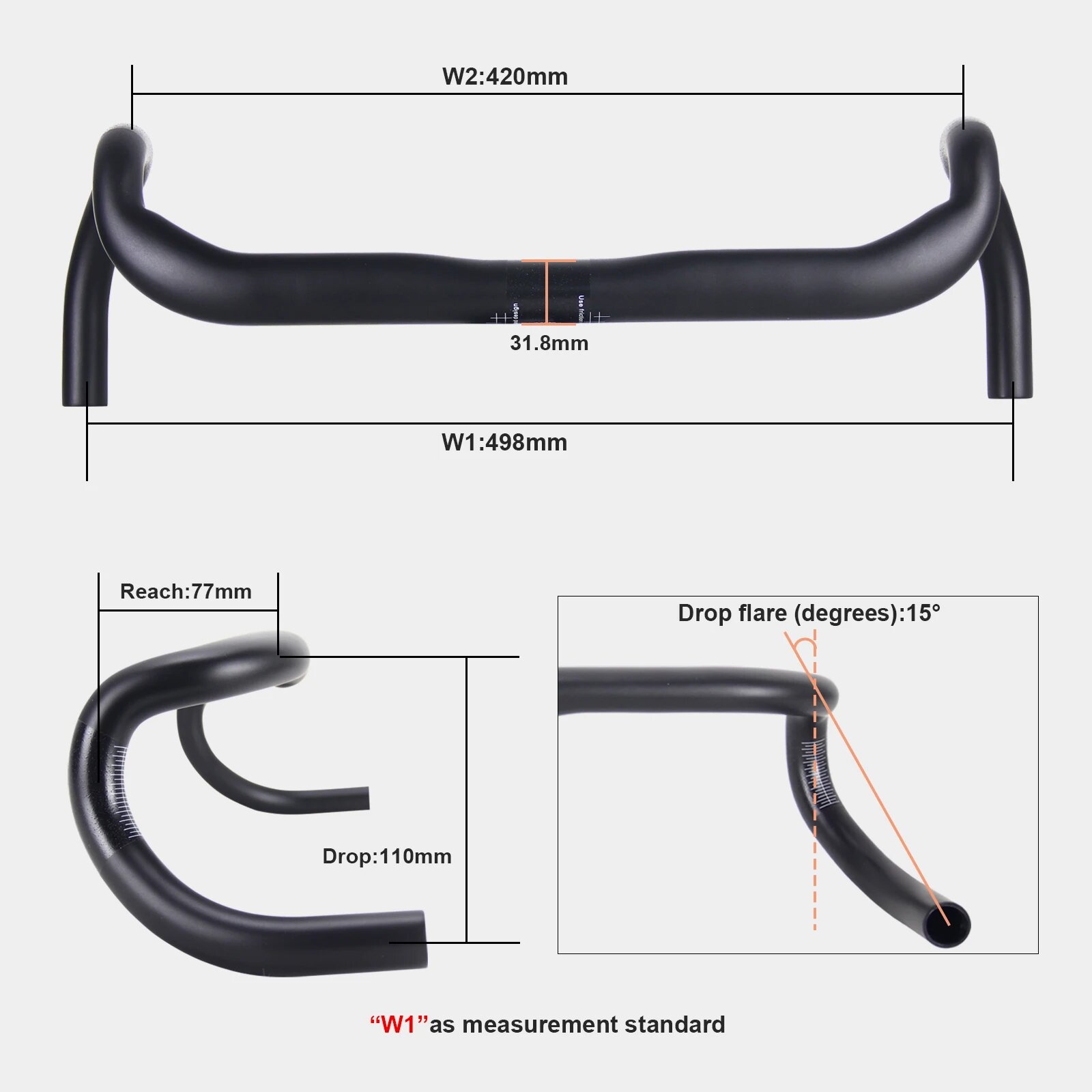 Углеродный изогнутый руль RXL SL 31.8 мм для шоссейных велосипедов No Logo Matte 498