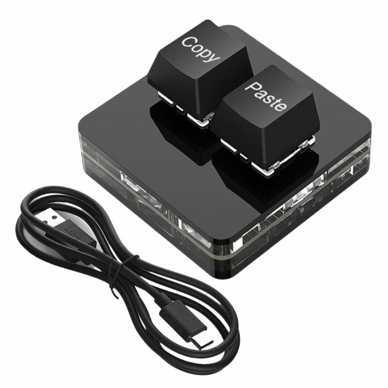 1 пользовательская мини-клавиатура 2 с двумя клавишами быстрого доступа copy and paste hot plug-черный-Английская версия