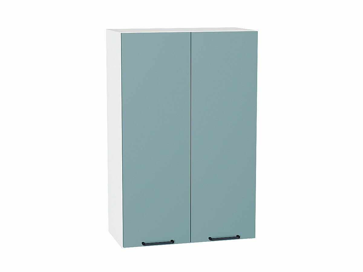 Шкаф верхний с 2-мя дверцами Флэт, цвет фасада Grey-green In 2S, цвет каркаса Белый, 920*600*318 мм