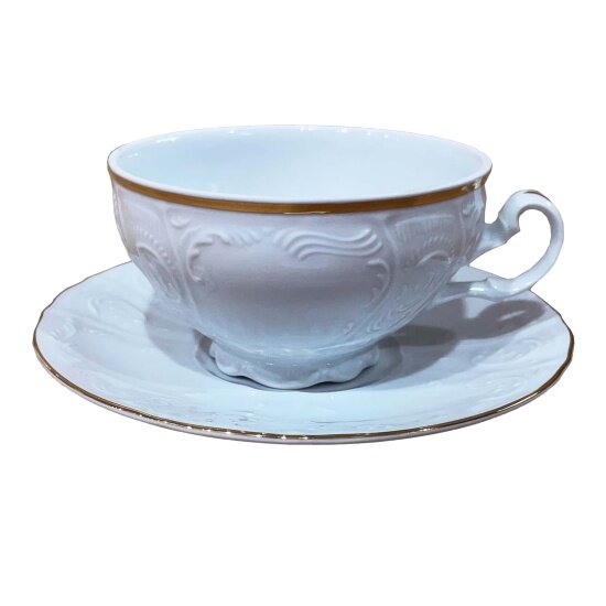 Чашка с блюдцем Bernadotte декор "Отводка золото", 360 мл, блюдце 180 мм. (БЕР0745)