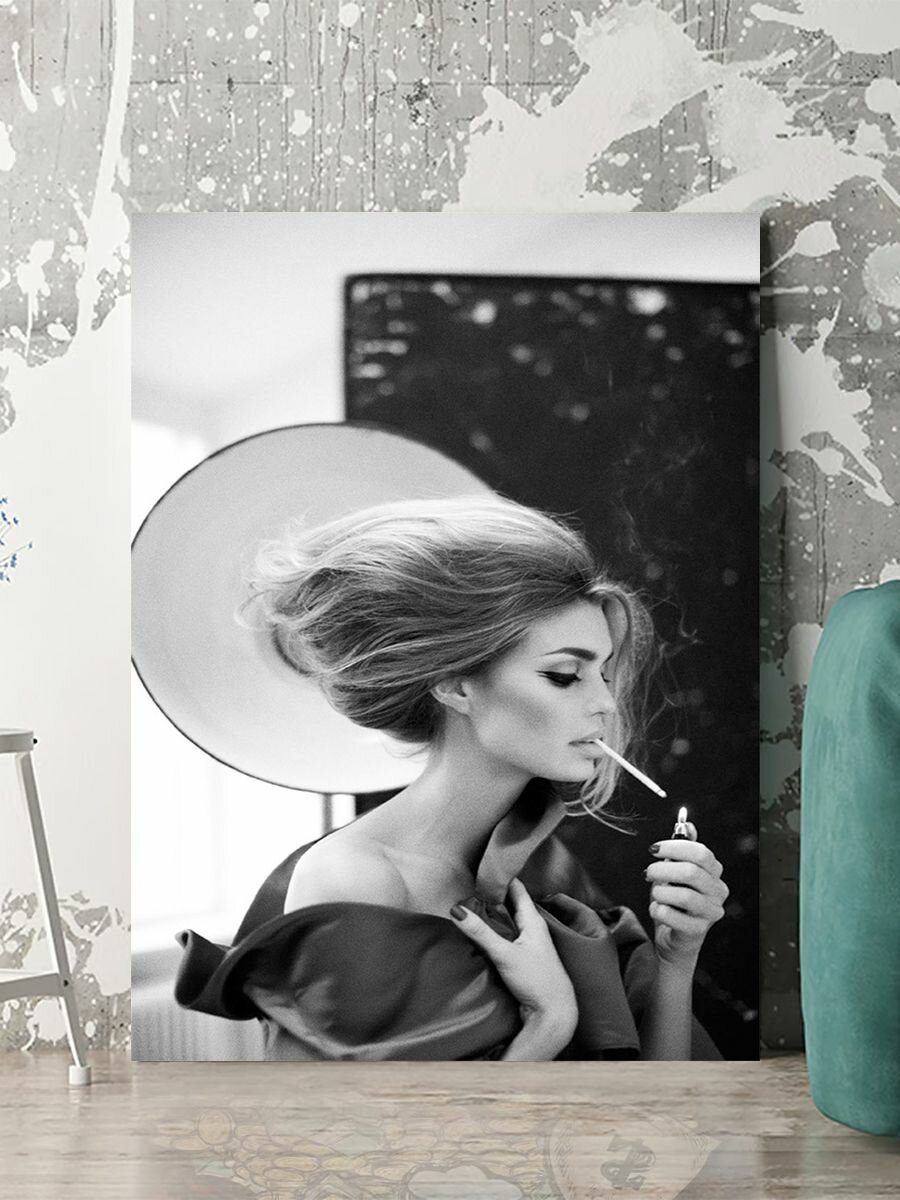 Картина на стену для интерьера - "Современное искусство, черно-белая эстетика, девушка", 30х40 см.
