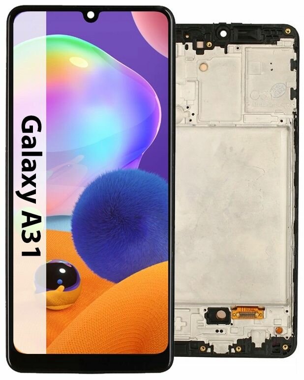 Дисплей для Samsung A315F (A31) модуль с рамкой Черный - (In-Cell)