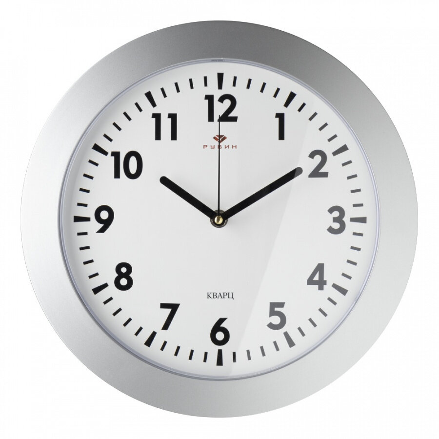 Часы настенные Рубин классика круг d=31см, кварц, корпус серебряный 3125-013