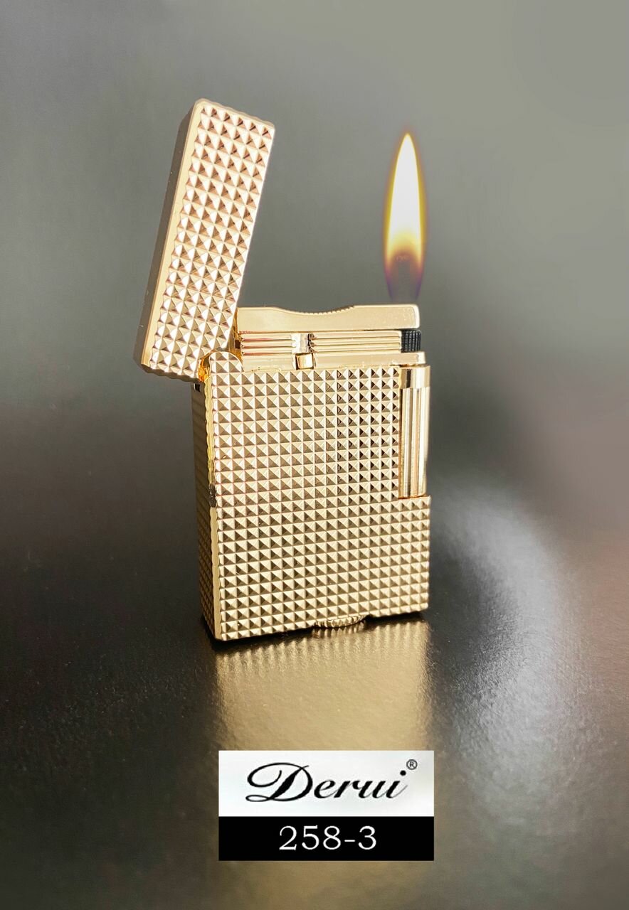Зажигалка газовая Derui в подарочной коробке с набором запасных кремней (без газа)