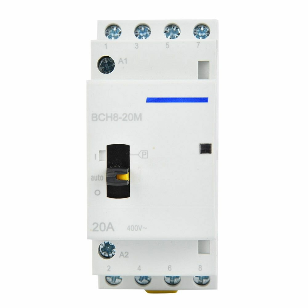 Контактор переменного тока для дома BCH8-20M 24V 20A 4P Контактор на DIN-рейку с ручным управлением Switch4NO