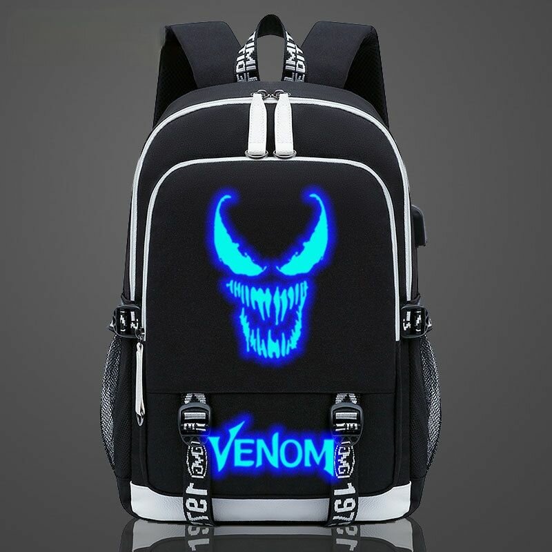 Школьный рюкзак Веном неоновый/Venom с USB -портом