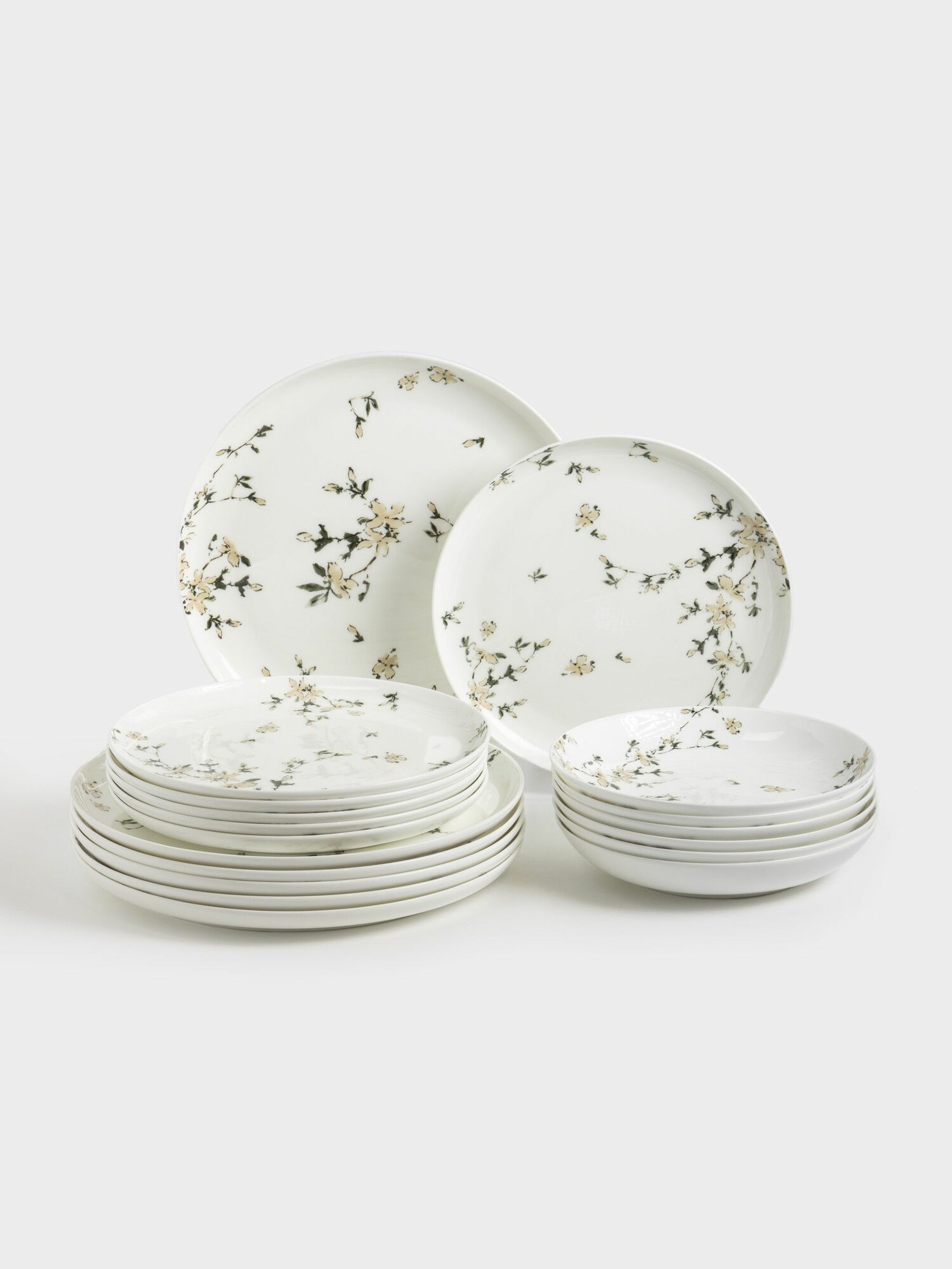 Сервиз обеденный, 6 перс, 18 пр, фарфор F, белый, Цветы, Florin