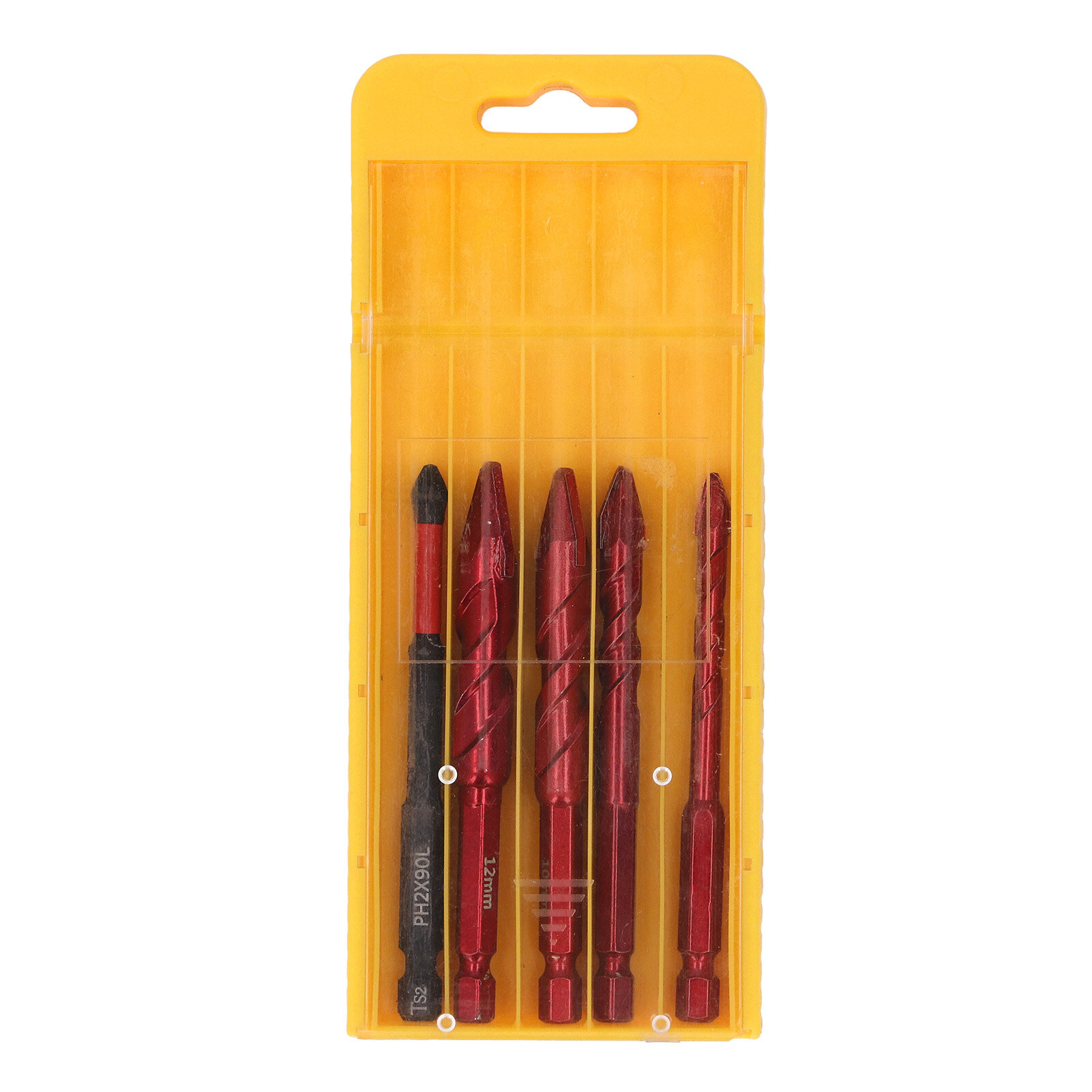 Набор из 5 эксцентриковых сверл 6, 8, 10, 12 мм, шестигранный хвостовик 1/4 дюйма, эксцентриковые спиральные сверла с наклонной головкой и битой PH2