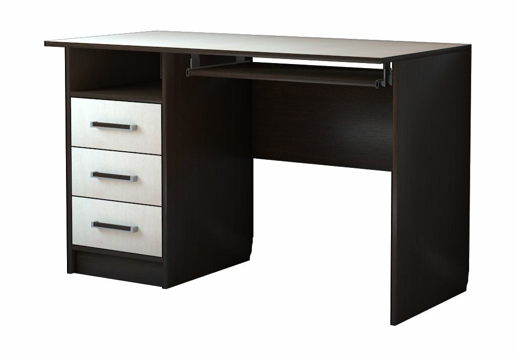 Компьютерный стол КЛ №2.0 Венге / Дуб молочный ширина 120 см ЛДСП с полками для спальни для детской для детей