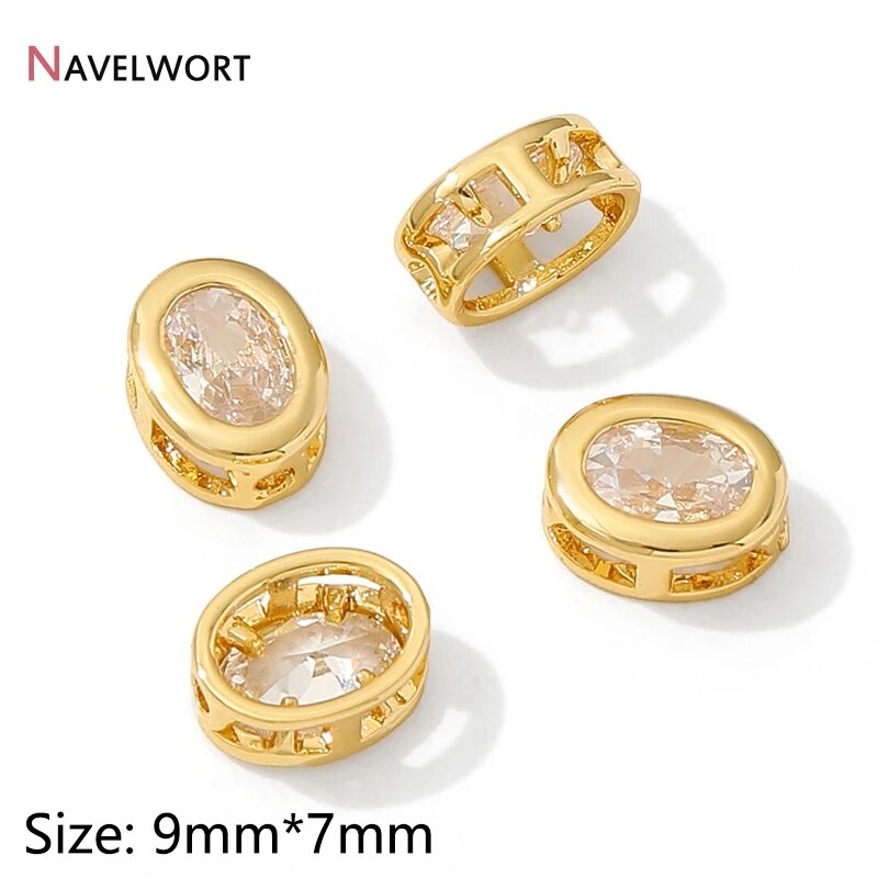 Позолоченные латунные квадратные бусины NAVELWORT 8 шт 8 pieces, 18K gold plated