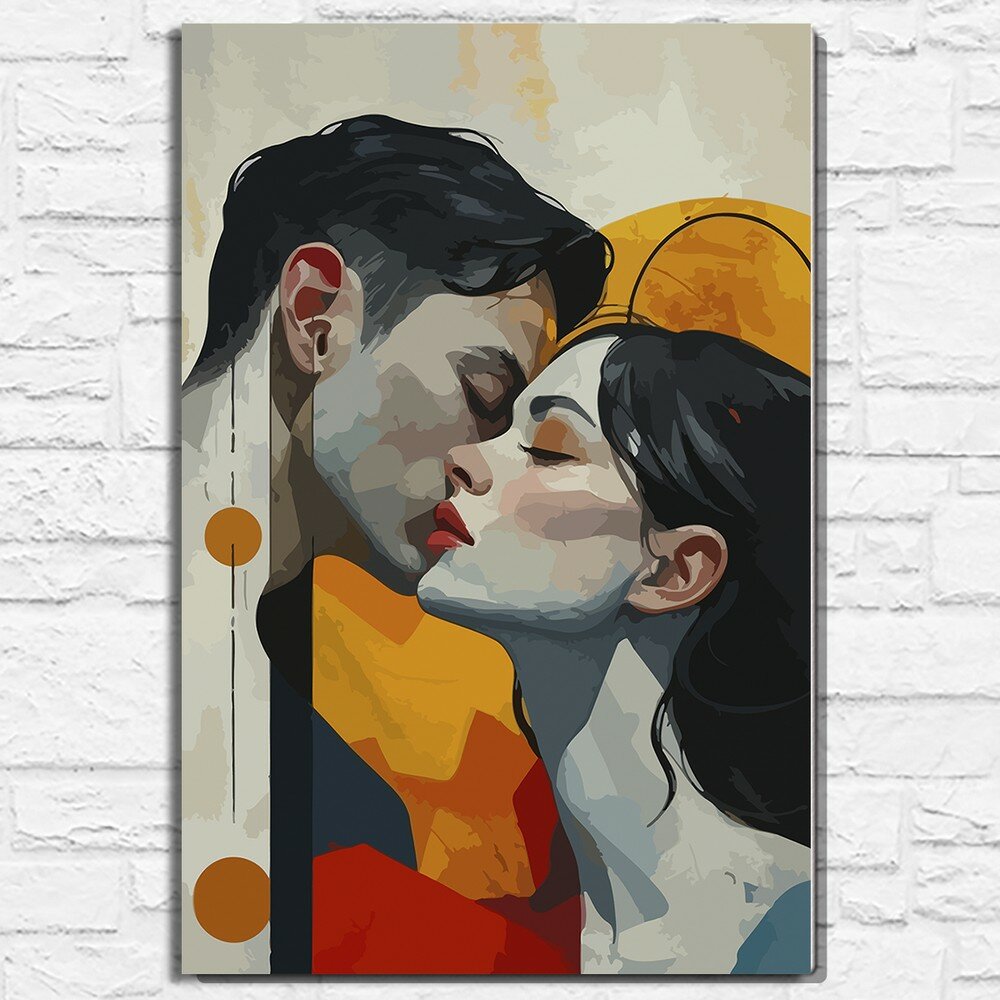 Картина по номерам на холсте влюблённая пара (парень и девушка, абстракция) - 15718 60x40 В