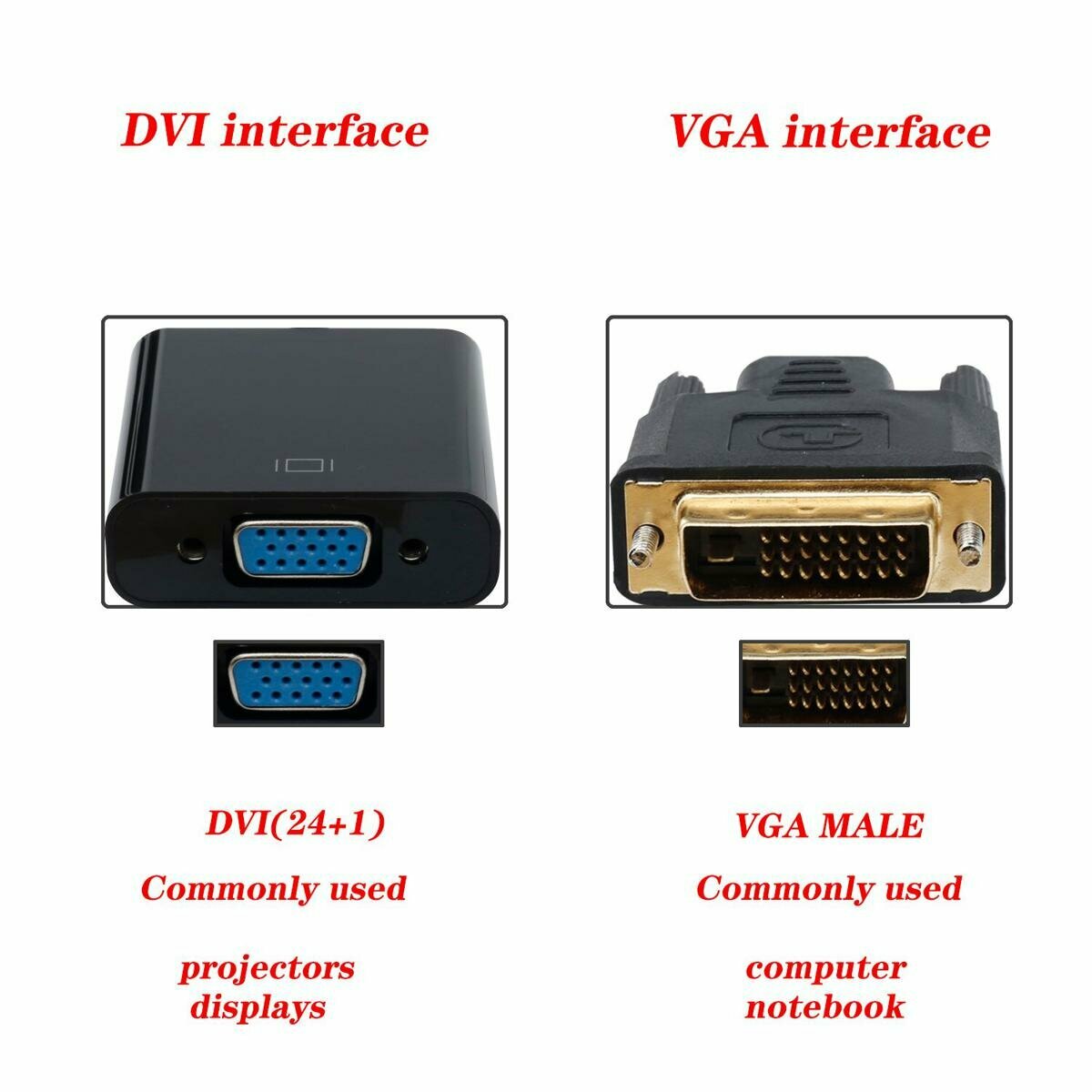 Для адаптера DVI «папа» - VGA «мама» Full HD 1080P DVI-D - VGA24 + 1 кабель-конвертер 25Pin - 15Pin для монитора ПК