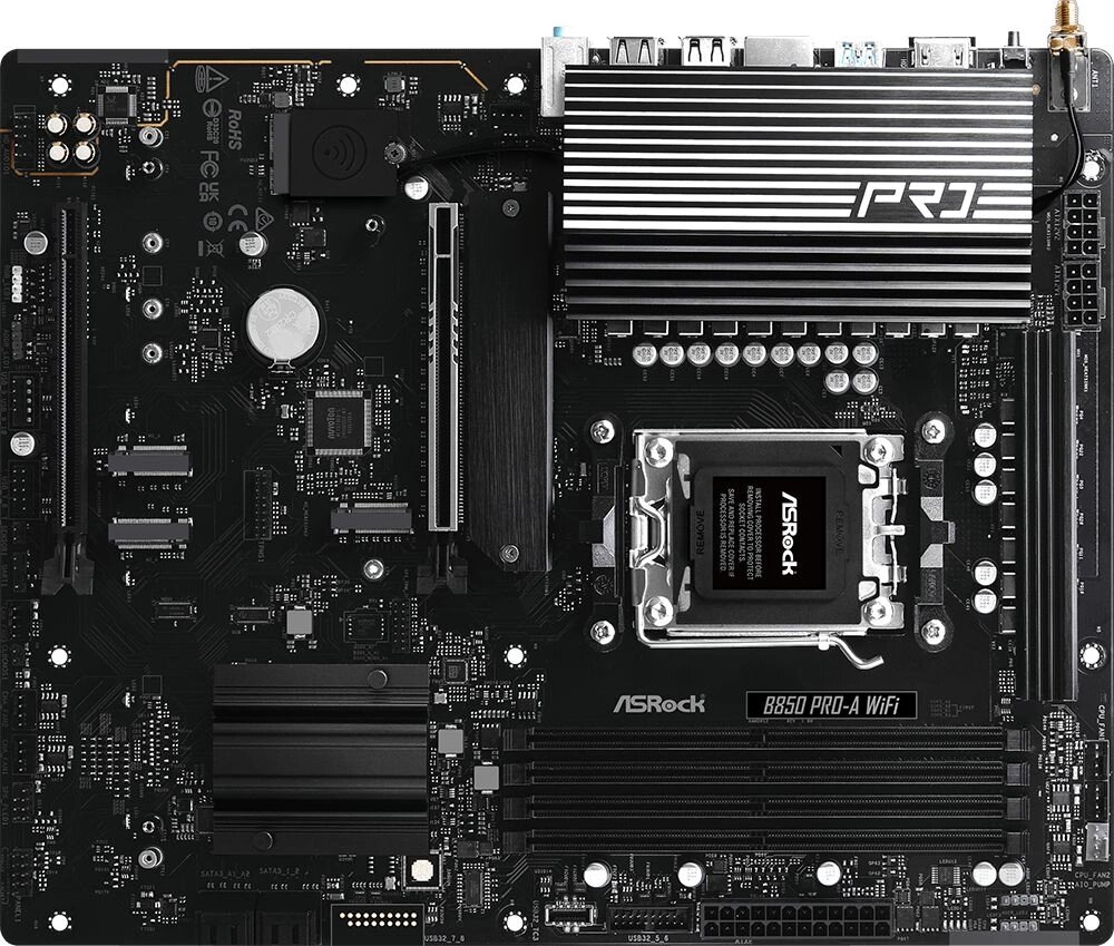 Материнская плата Asrock B850 PRO-A WIFI Socket AM5 AMD B850 4xDDR5 ATX AC`97 8ch(7.1) 2.5Gg RAID+HDMI