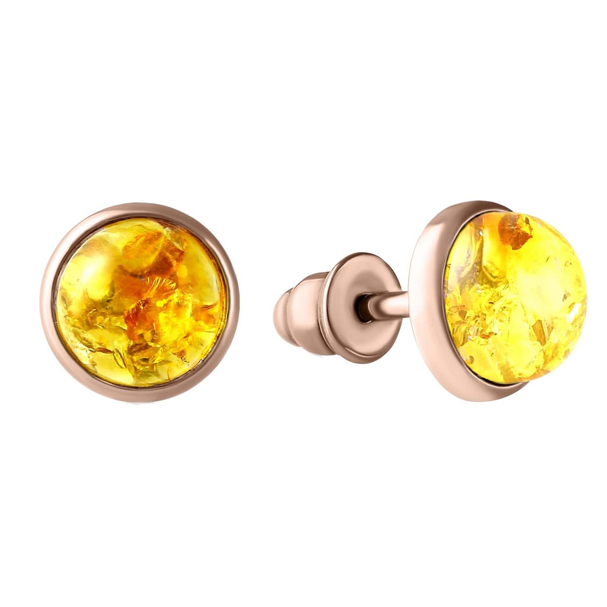 Серьги, серебро, 925 проба, золочение, янтарь