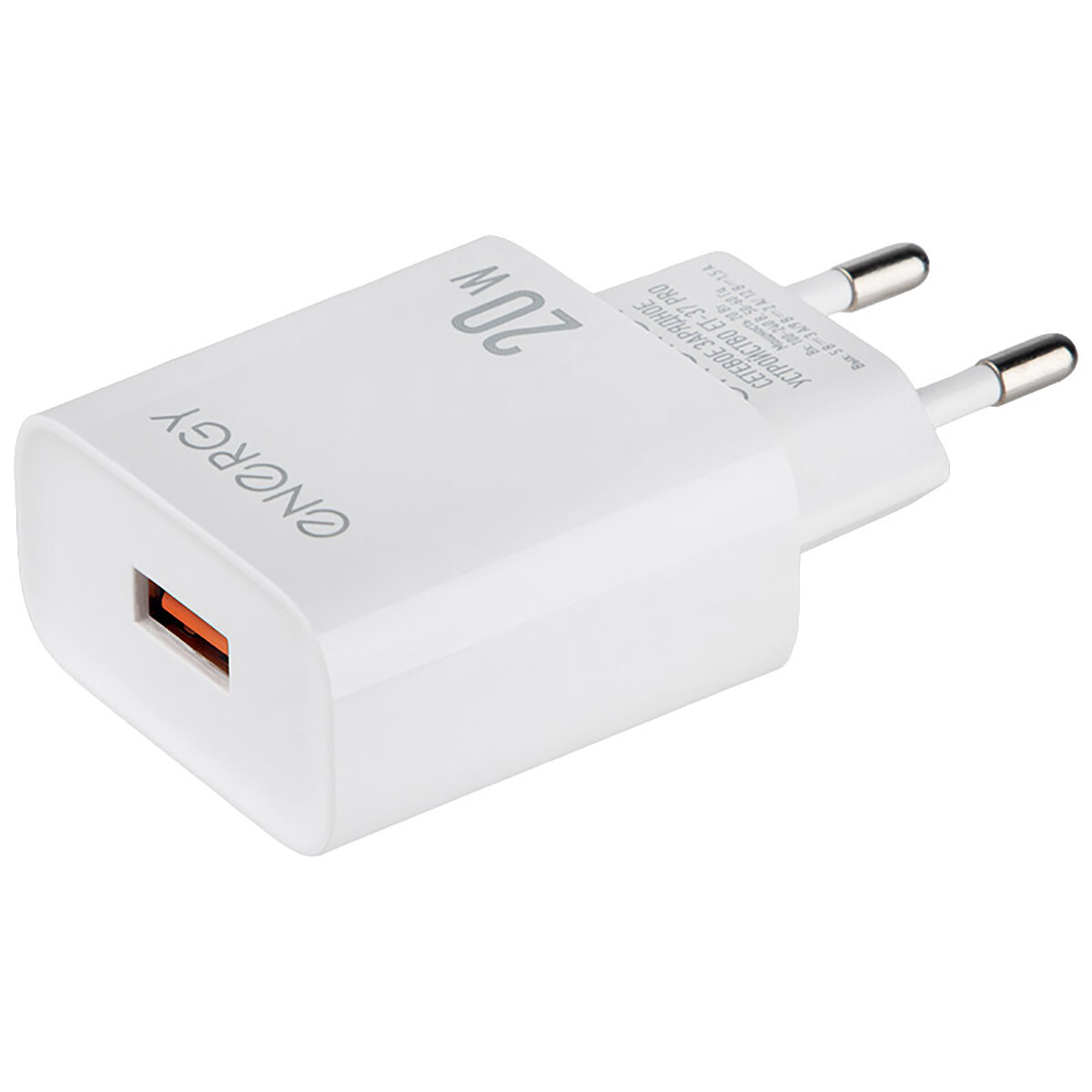 Зарядное устройство Energy ET-37 PRO, сетевое, для телефона, 1 USB, белое 109932