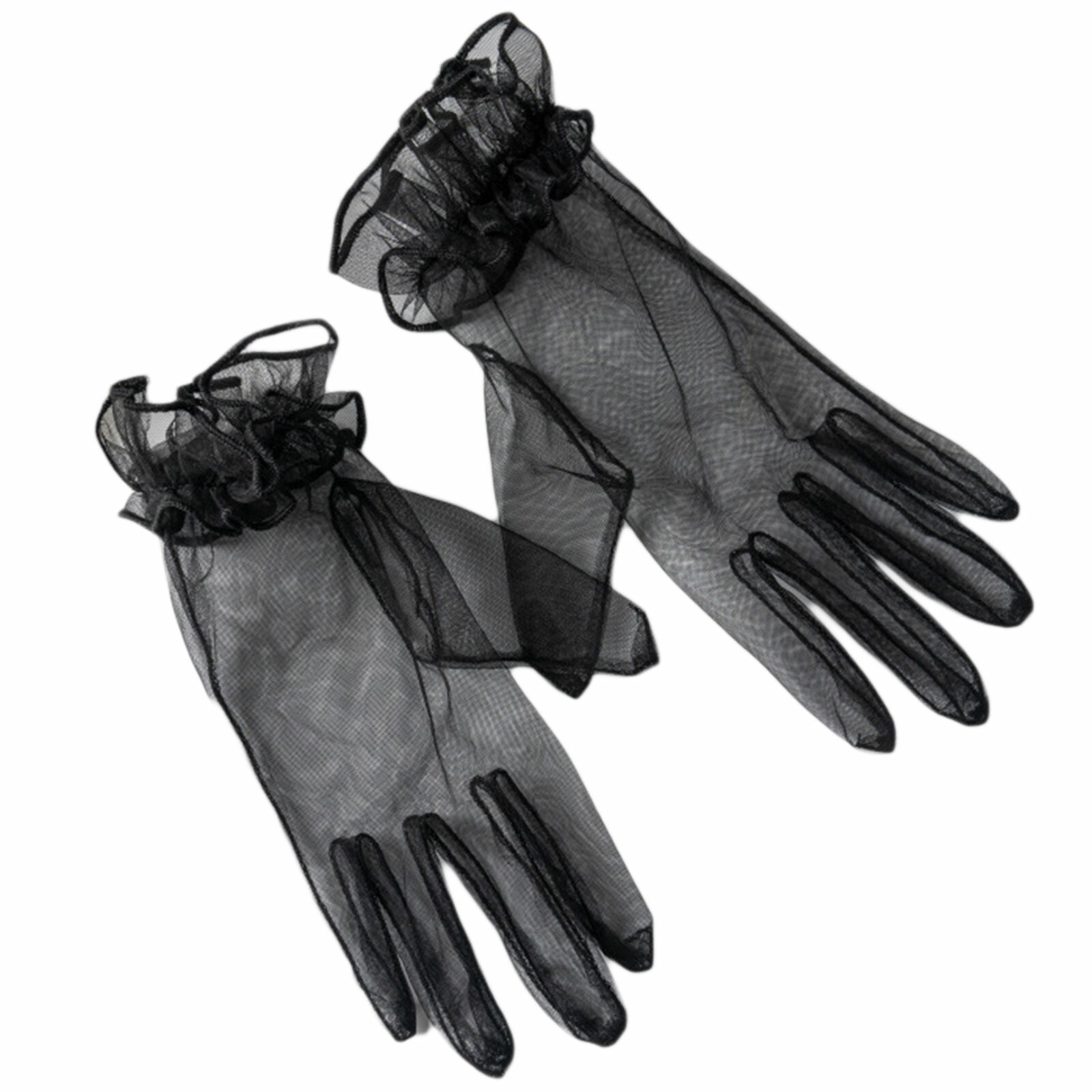 (1 пара) Прозрачные перчатки из тонкой сетки-черные