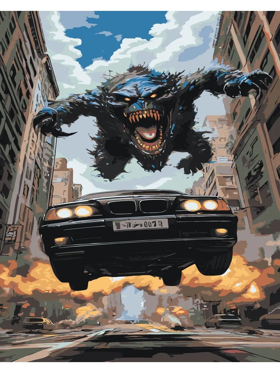 Картина по номерам БМВ Волк Машина Автомобиль Авто BMW