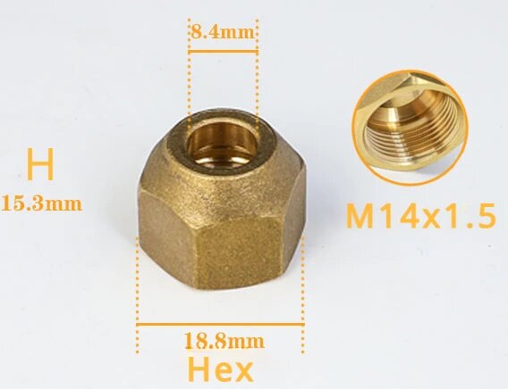 Латунные гайки для кондиционера M12 M14 M16 M18 M22 M27 1 pc, 8mm M14x1.5mm