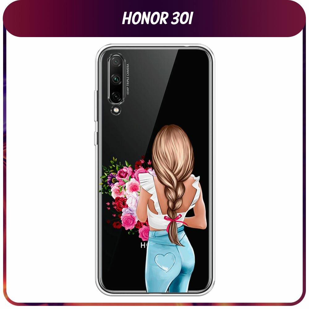 Чехол на Honor 30i / Хонор 30i с принтом Букет для девушки, прозрачный